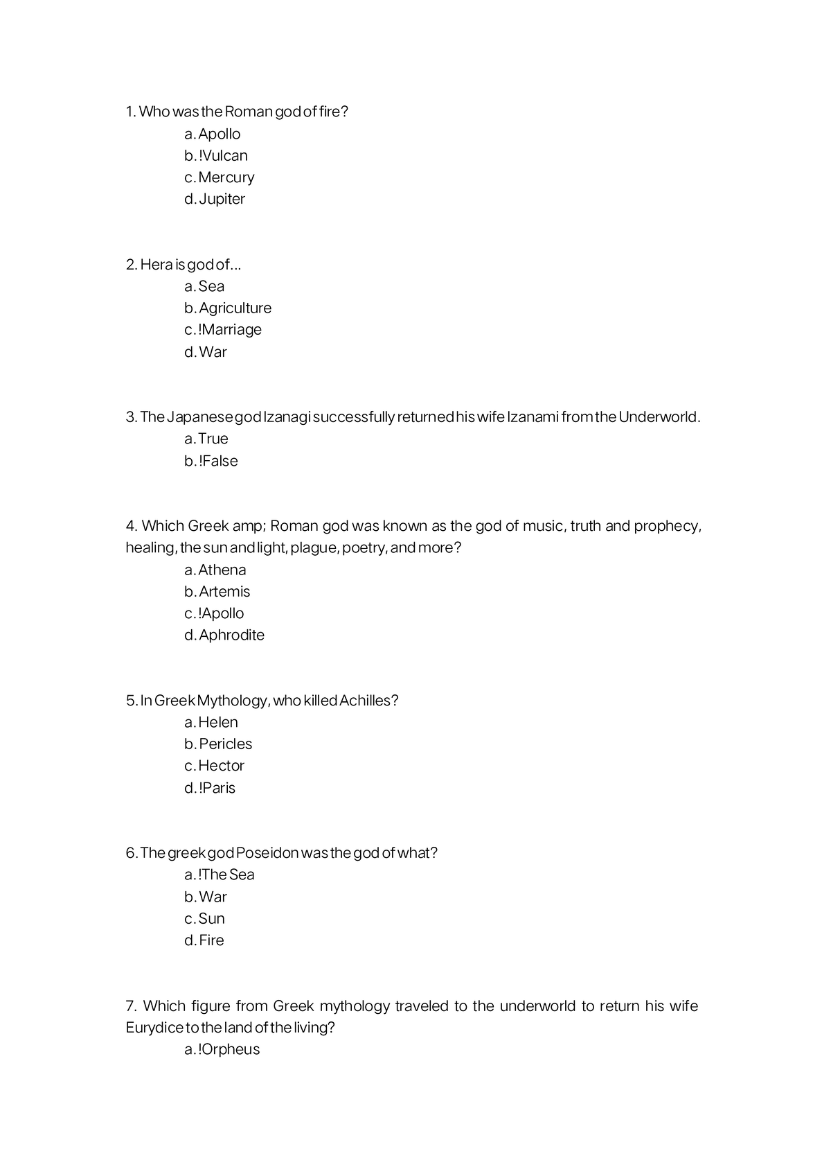 PSY128 Assessment 7 - Greek Mythology - Who was the Roman god of fire ...