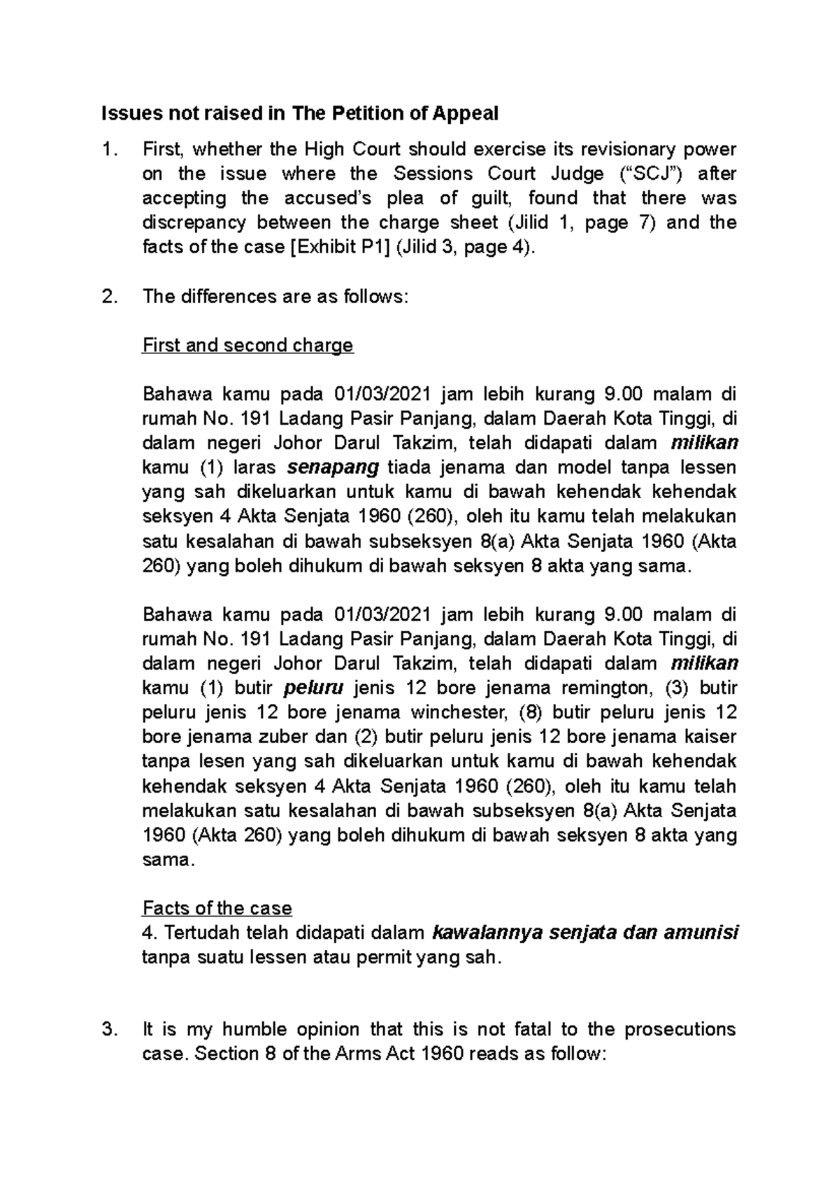 Research on issue not raised in petition - Issues not raised in The ...