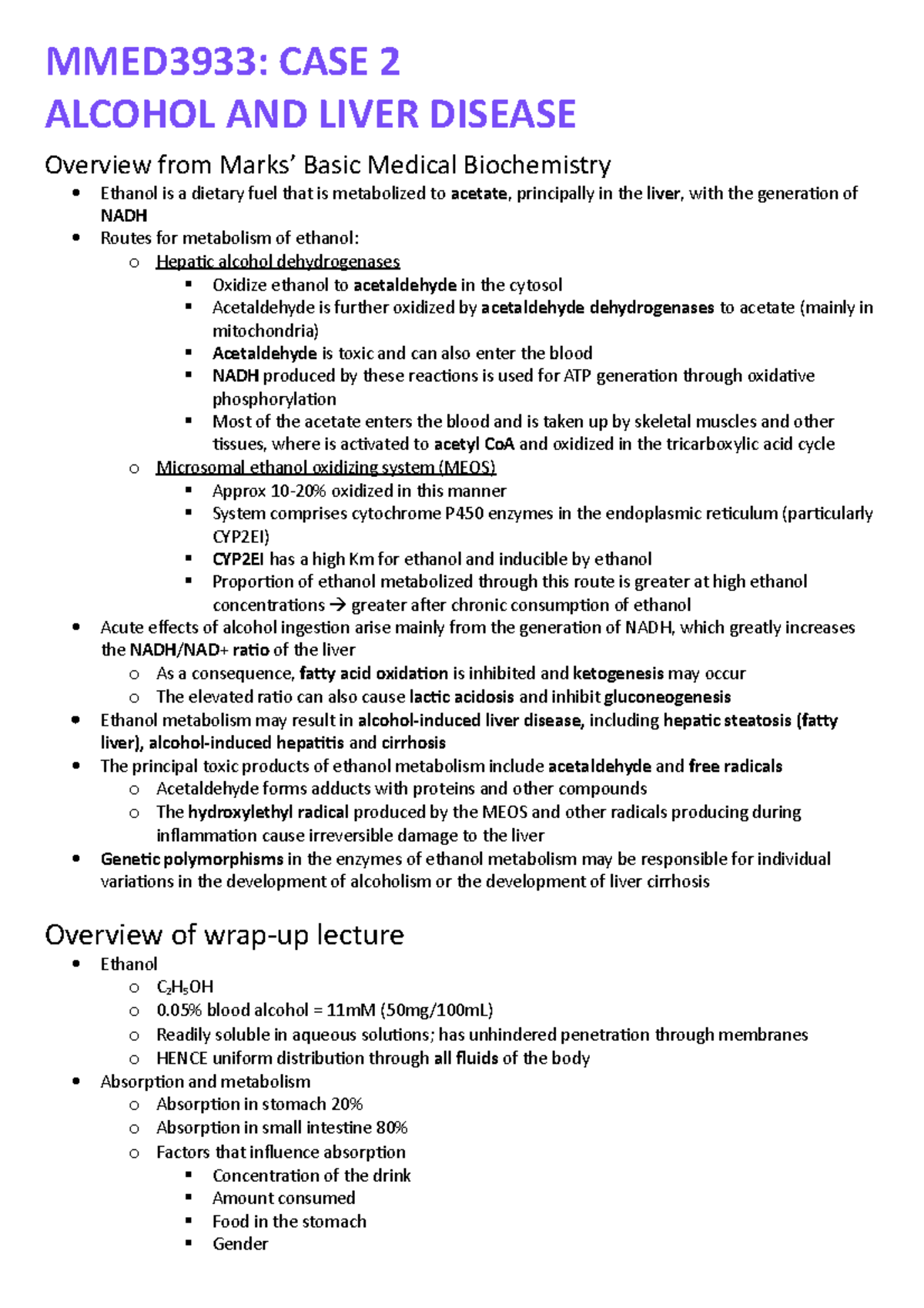 Alcohol-exam-notes - Notes about the Alcohol case including reading ...