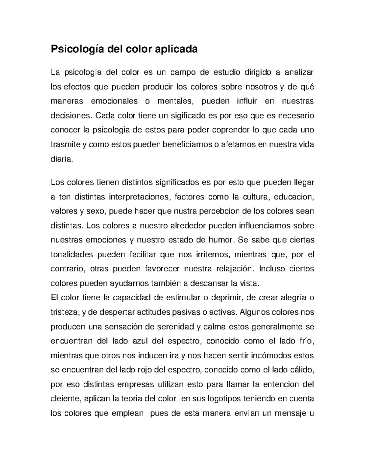 Psicologia del color aplicada - Cada color tiene un sigificado es por ...