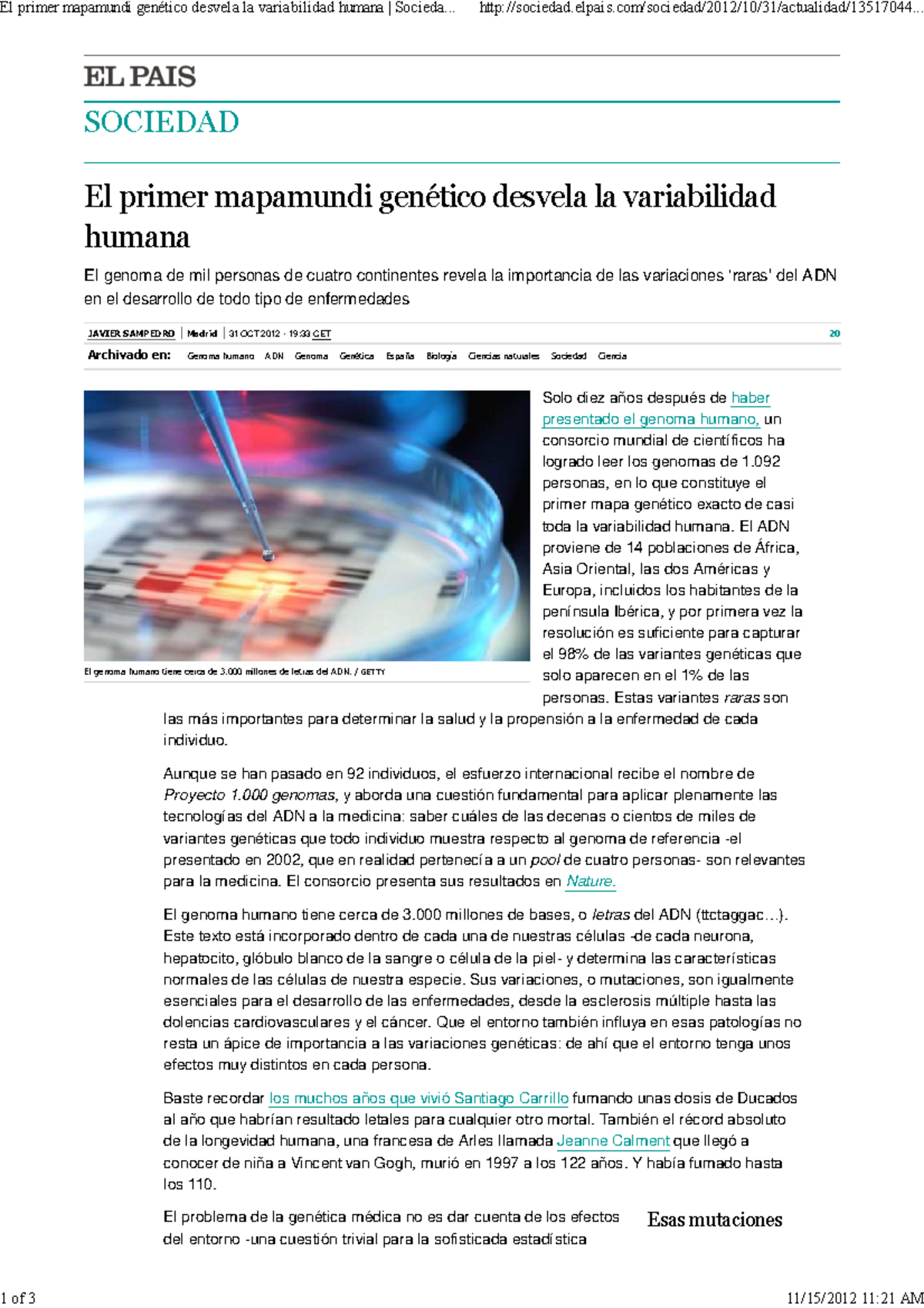 El primer mapamundi genético desvela la variabilidad humana Sociedad EL ...