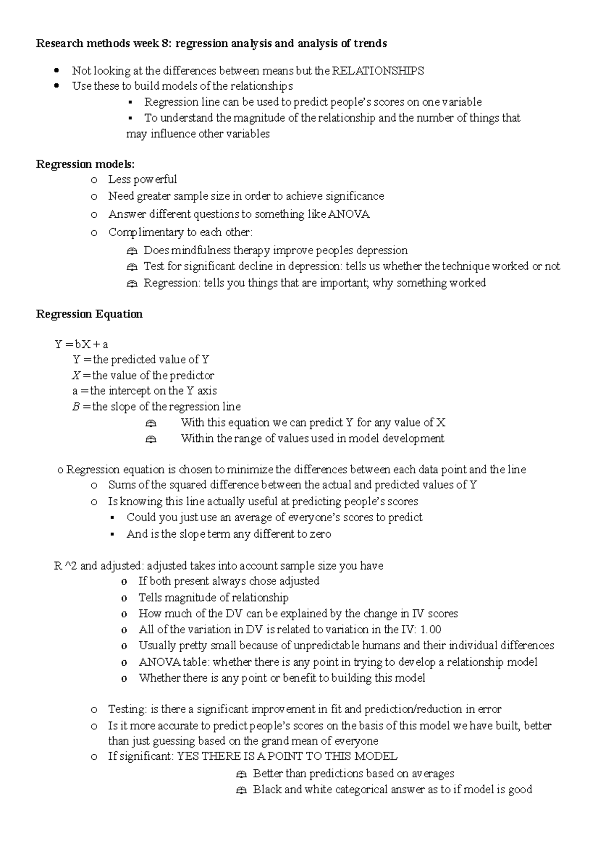 Week 8 Regression Analysis and Analysis of Trends - Research methods week 8: regression analysis ...