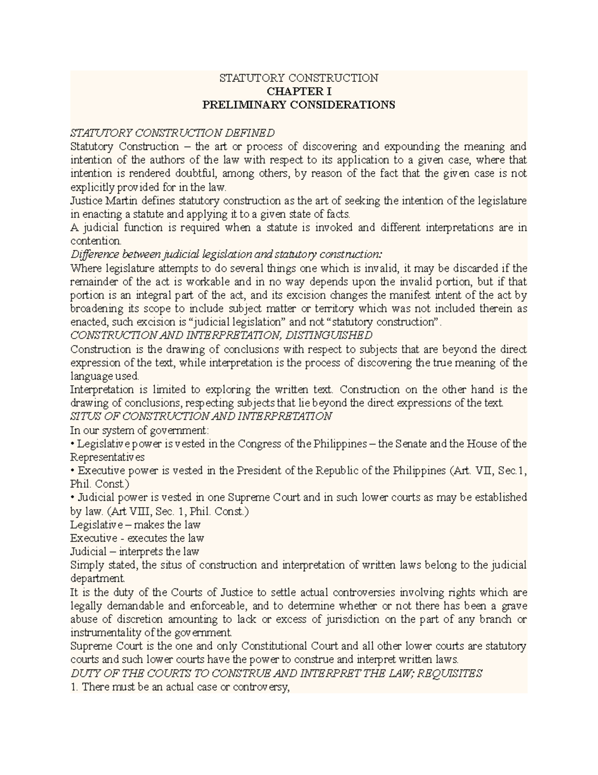 Statutory Construction - STATUTORY CONSTRUCTION CHAPTER I PRELIMINARY ...