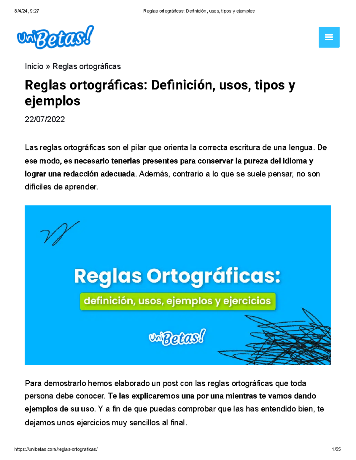 Reglas ortográficas Definición, usos, tipos y ejemplos - Inicio ...