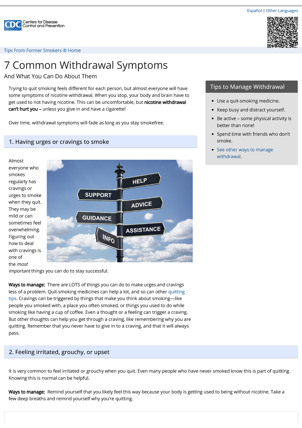 7 Common Withdrawal Symptoms Quit Smoking Tips From Former Smokers CDC ...