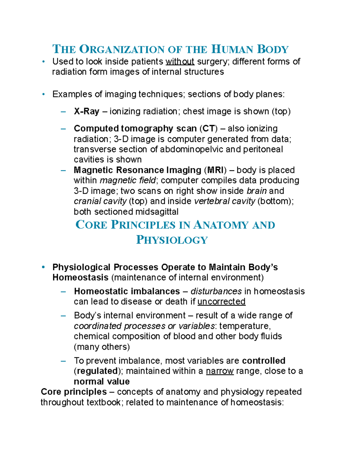 Core Principles in Anatomy and Physiology - THE ORGANIZATION OF THE ...