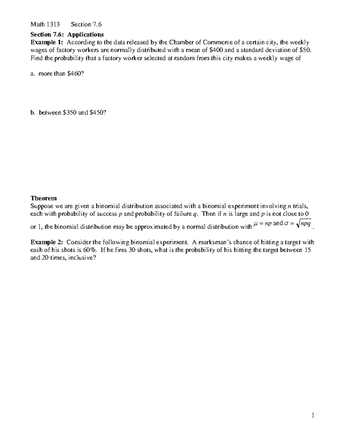 Sec 7 - Finite Math with Applications at The University Of Houston, Completed Assignments - Math ...