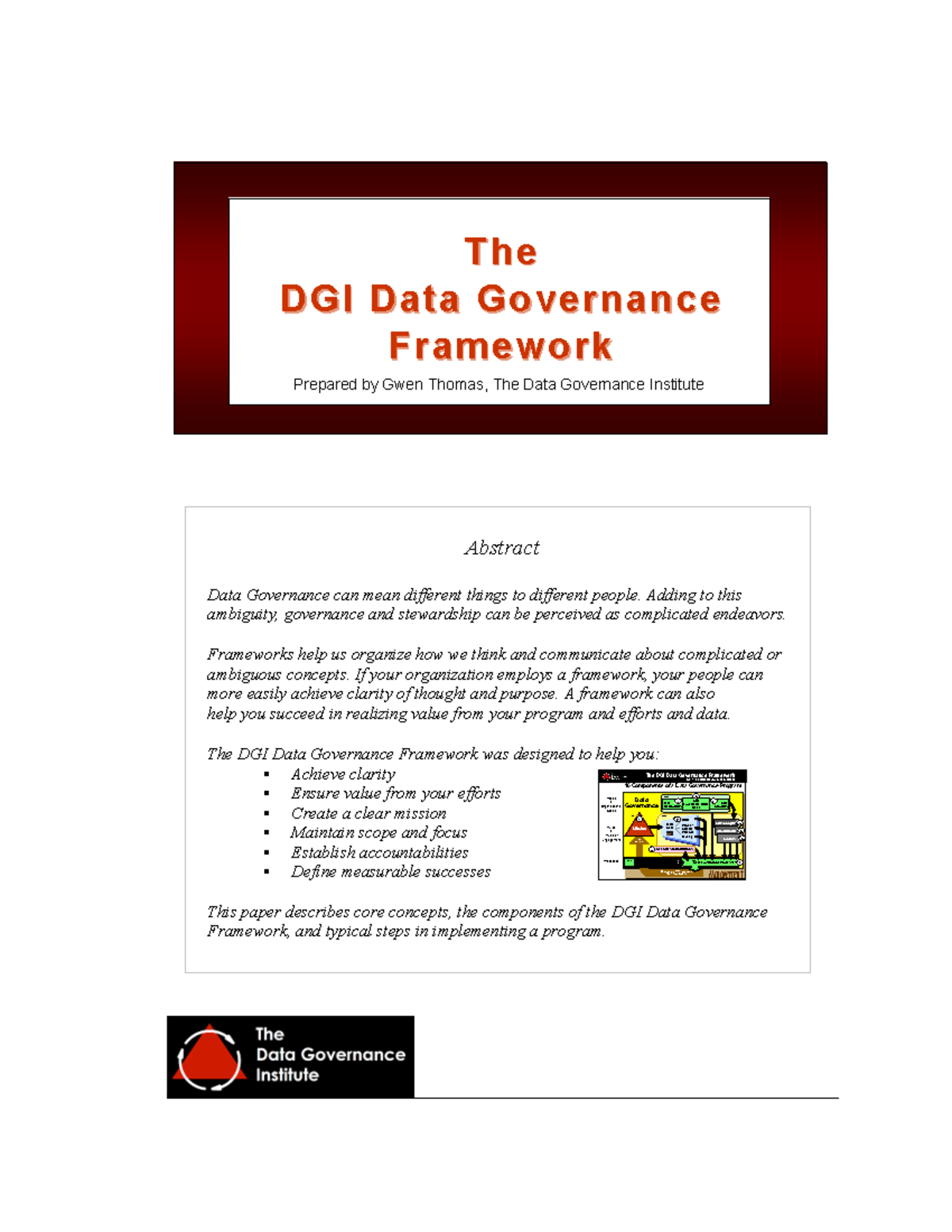 Dgi data governance framework - Abstract Data Governance can mean ...