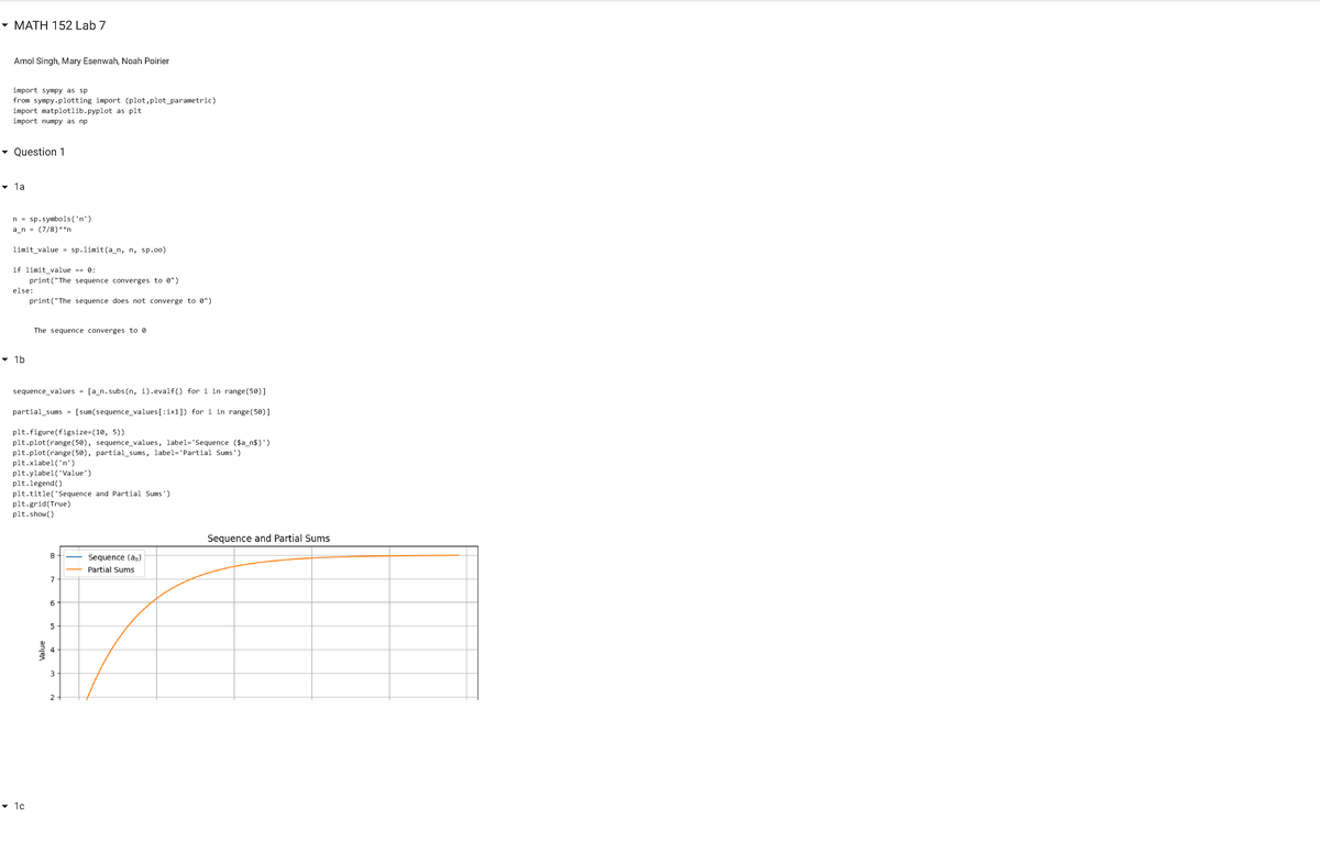 Calc 2 # 7 - Colaboratory - MATH 152 Lab 7 Amol Singh, Mary Esenwah ...