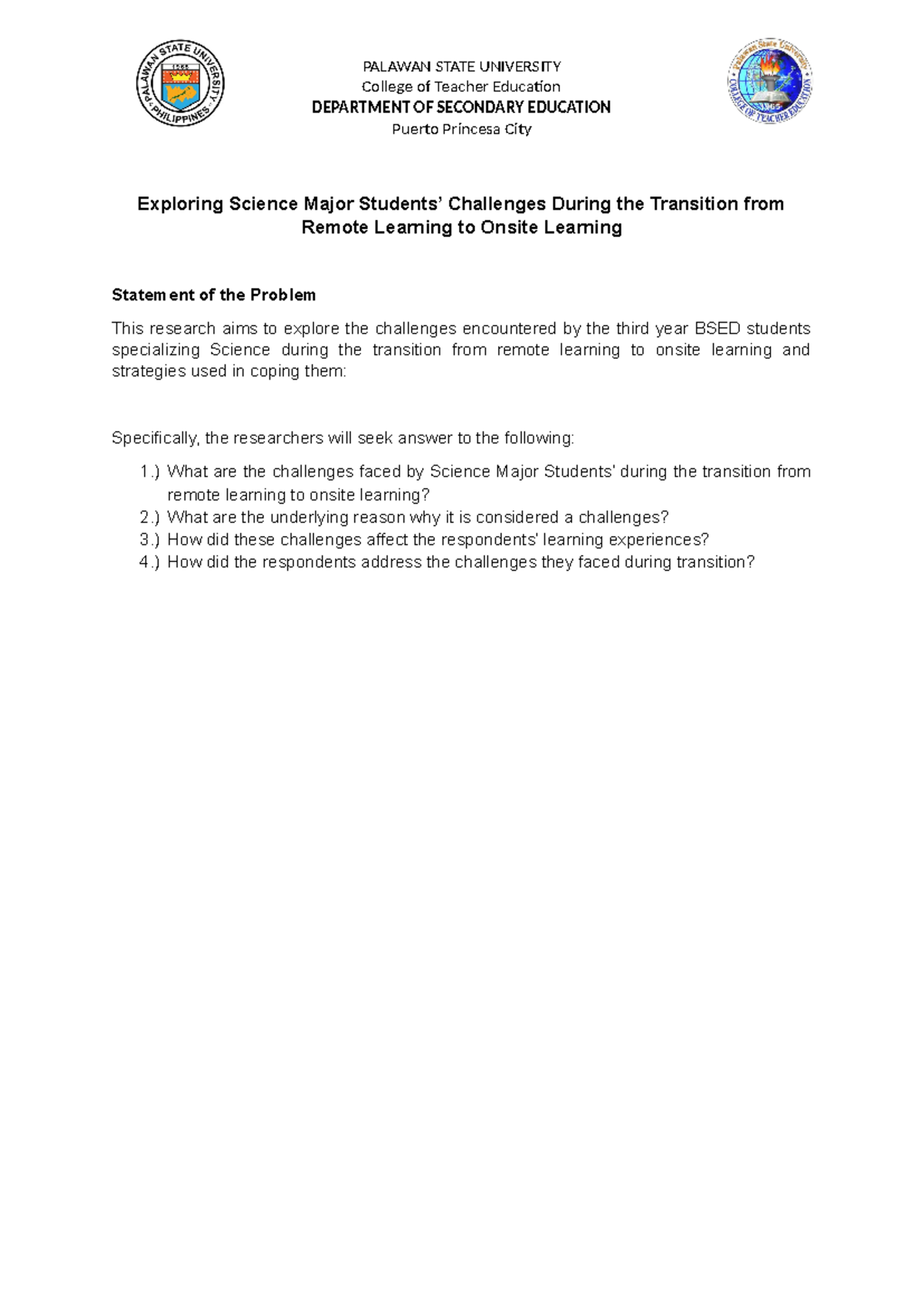 Validity-Finalist-grand - PALAWAN STATE UNIVERSITY College of Teacher ...