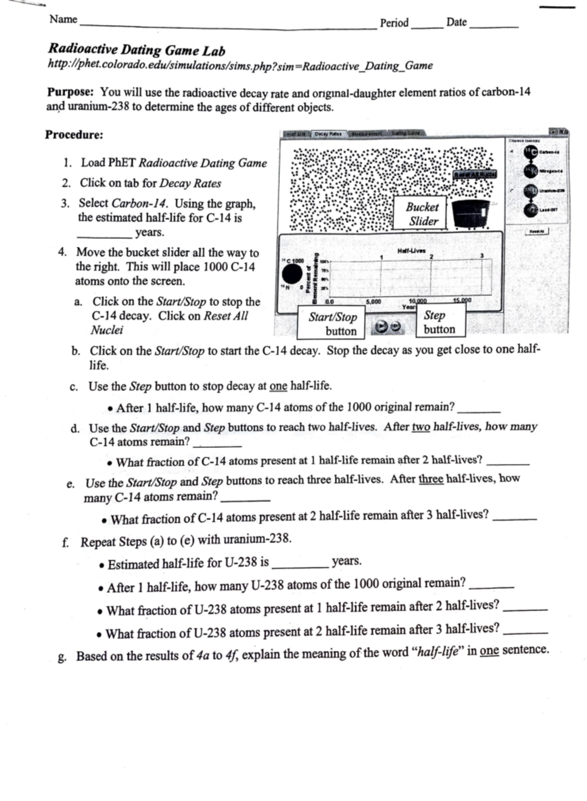 Radiometric Dating Lab p Het - Name -~-_______ Period Date ...