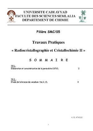 TD-Série 2 - TD-Série 2.pdf - Université Cadi Ayyad Département de chimie Faculté des Sciences ...