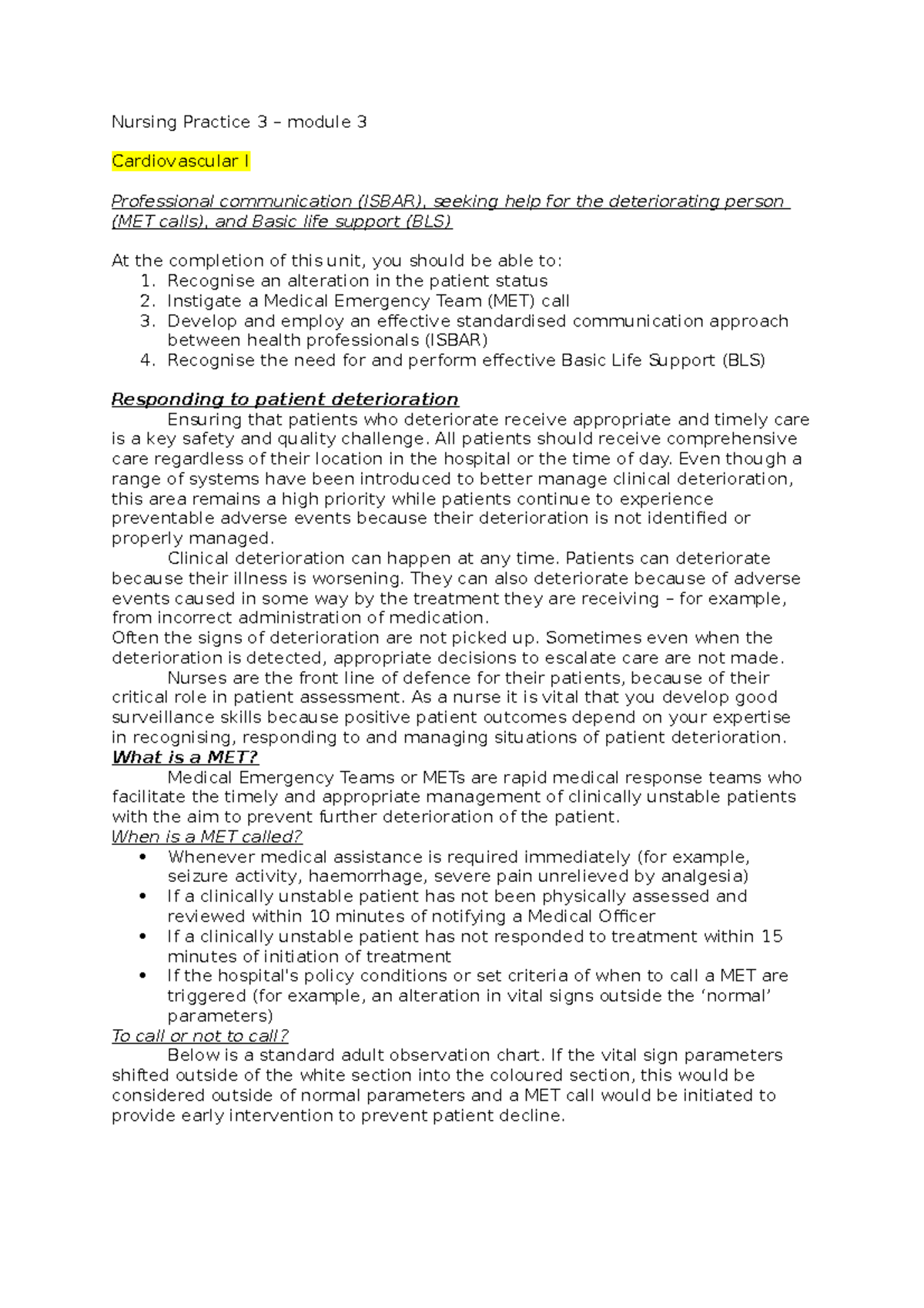 Nursing Practice 3 - module 3 - Nursing Practice 3 – module 3 ...