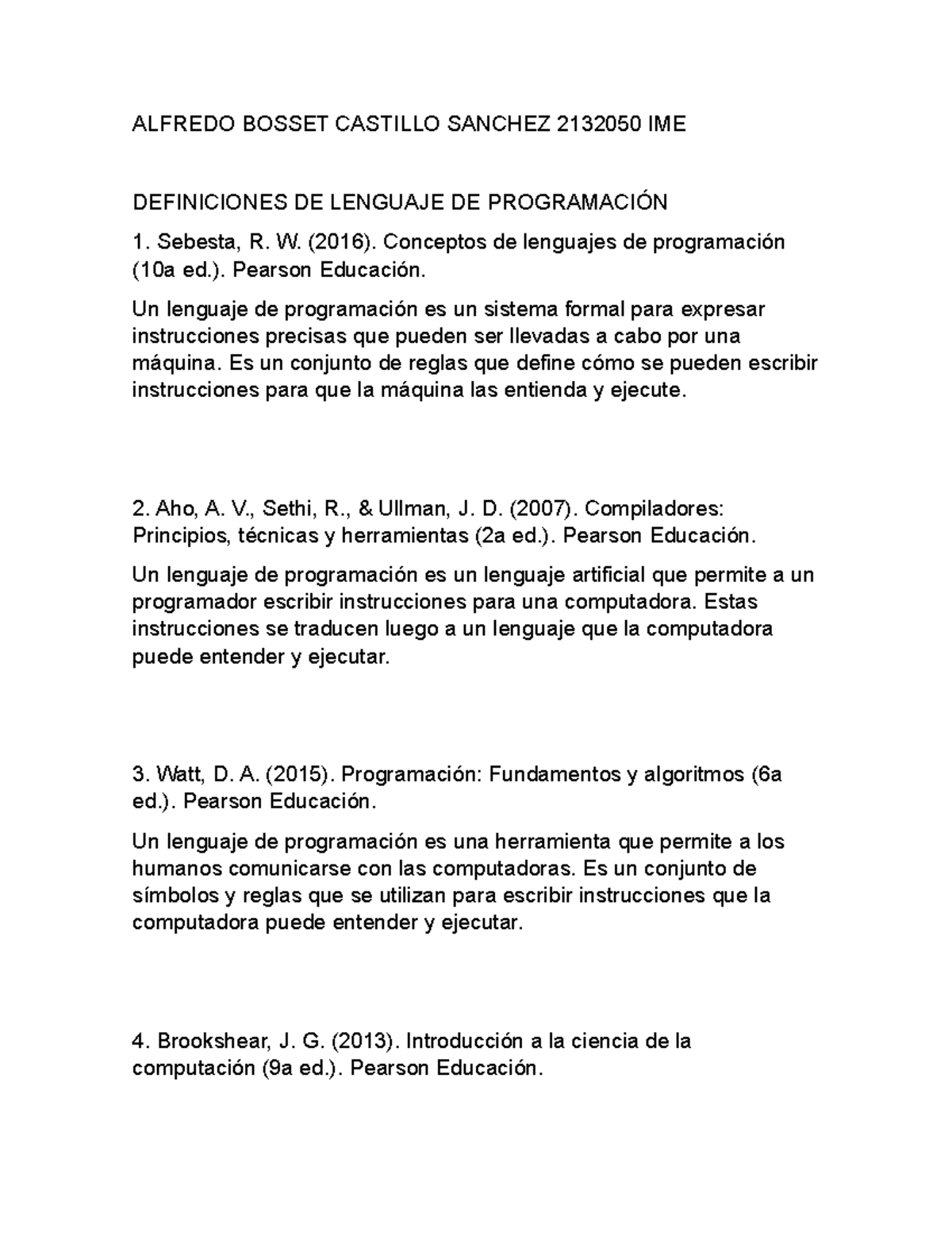 Definiciones DE Lenguaje DE Programación - ALFREDO BOSSET CASTILLO ...