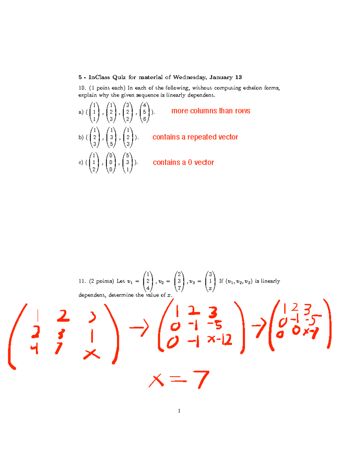 In class 5 QUIZ - 5 - InClass Quiz for material of Wednesday, January ...
