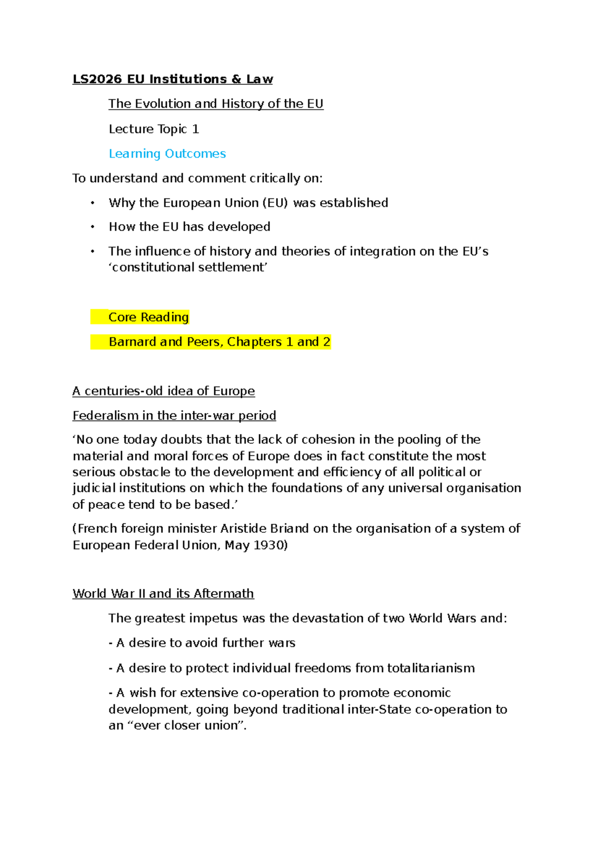 LS2026 EU Institutions & Law - LS2026 EU Institutions & Law The ...