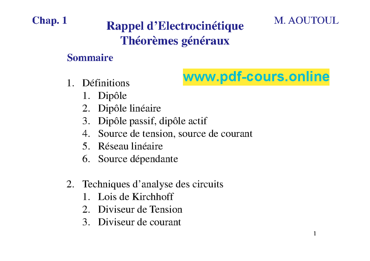 Cours Electronique Analogique S4 SMP - ####### Rappel d ...