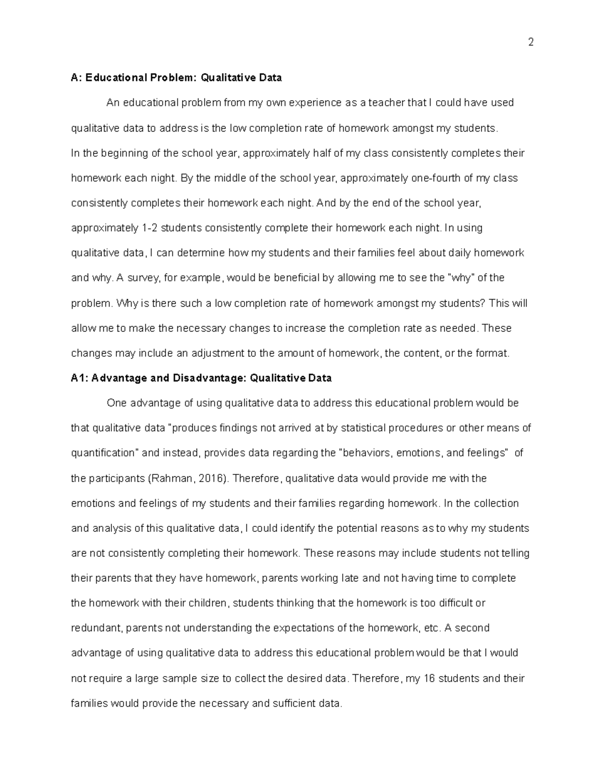 Task 1- Identifying and Evaluating Data Sources - A: Educational Problem: Qualitative Data An ...