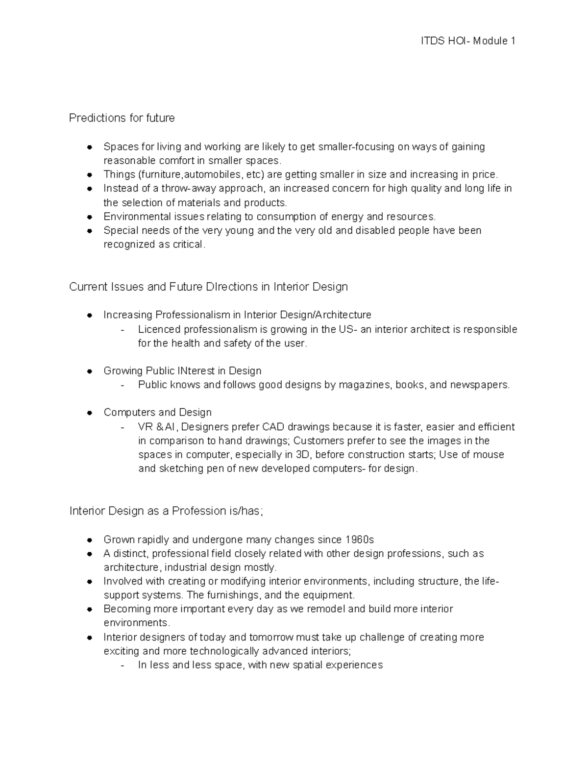 History Of Interiors Module 1 Notes - Predictions for future Spaces for ...