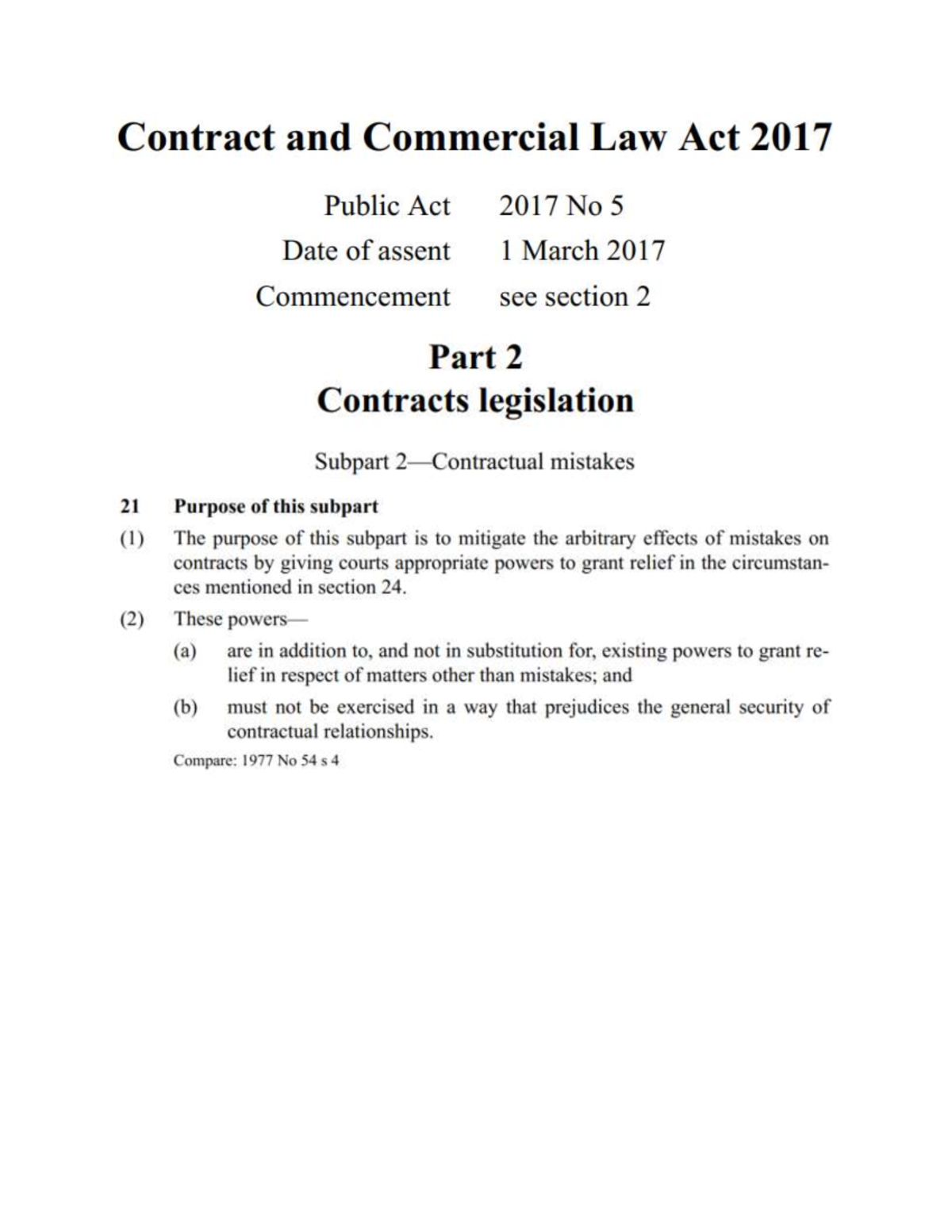 Contractual mistakes legislation - Law of Business Contracts - Studocu