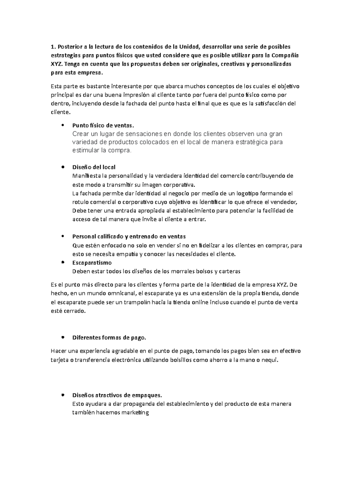 Aporte individual Unidad 4 Estrategias de venta - 1. Posterior a la ...