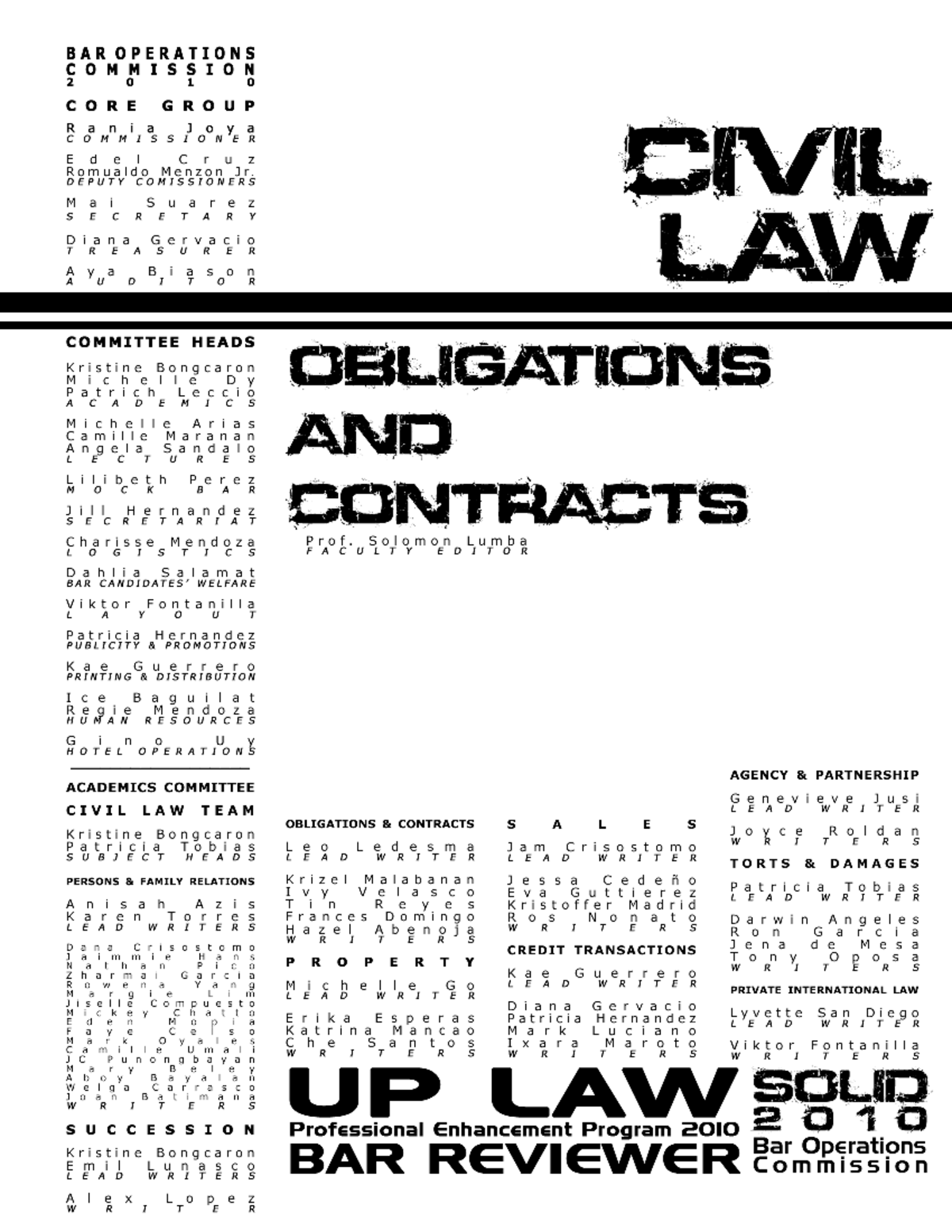 UP - Obli Cons - Oblicon - CIVIL LAW REVIEWER TABLE of CONTENTS 90 ...