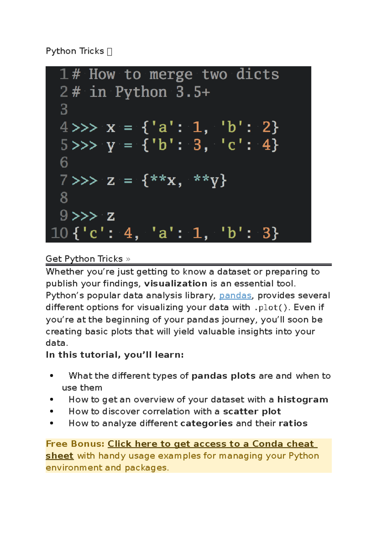 Data science docx - Programming - Python Tricks 🐀 Get Python Tricks » Whether you’re just ...