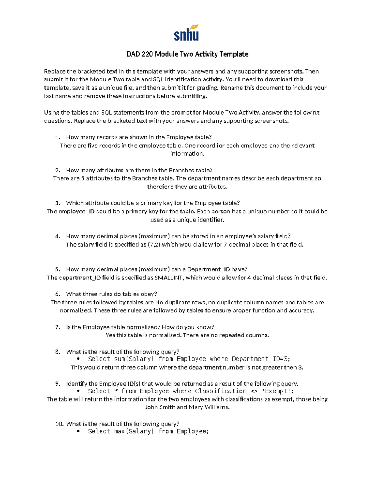 Dad 220 Mod 2 Activity Dad 220 Module Two Activity Template Replace The Bracketed Text In This