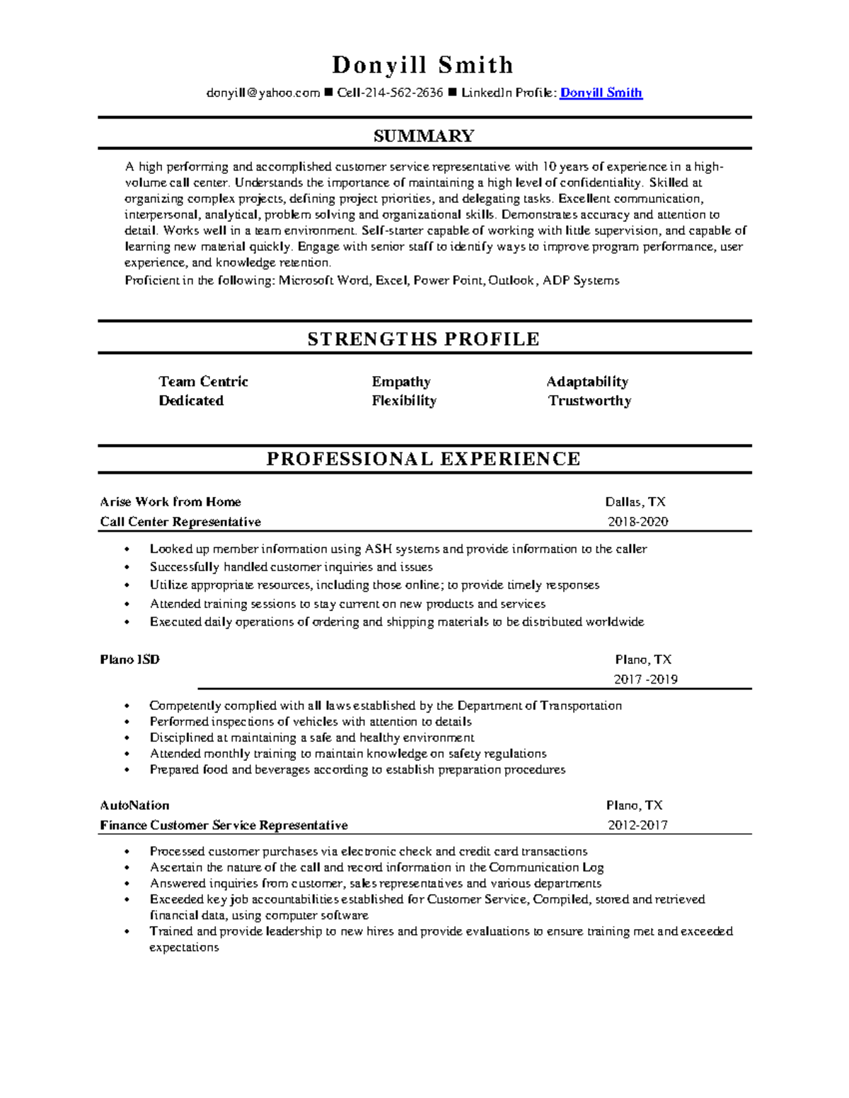 Donyill Smith Resume jh - Human Resources, Full Cycle Recruiting, HR ...