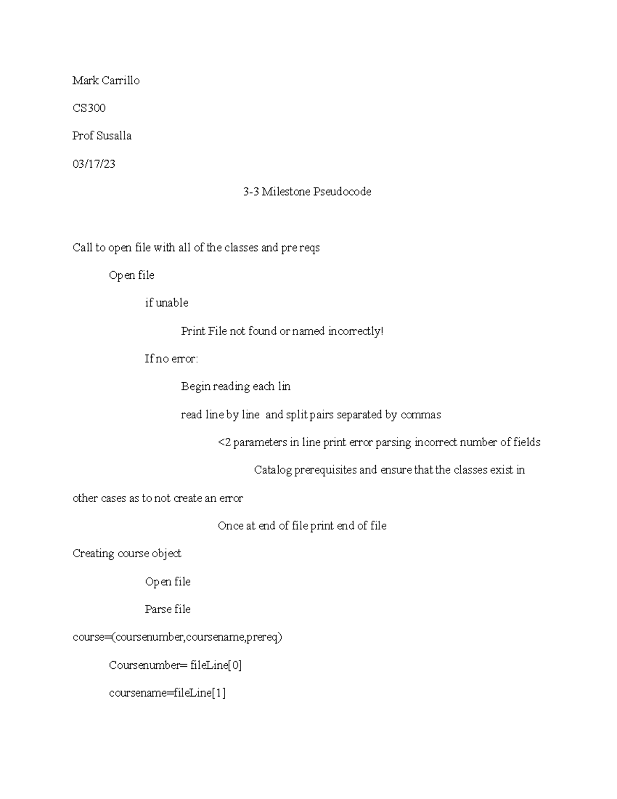 Module 3 Milestone Yea Mark Carrillo Cs Prof Susalla 0317 3 3 Milestone Pseudocode Call To 8128