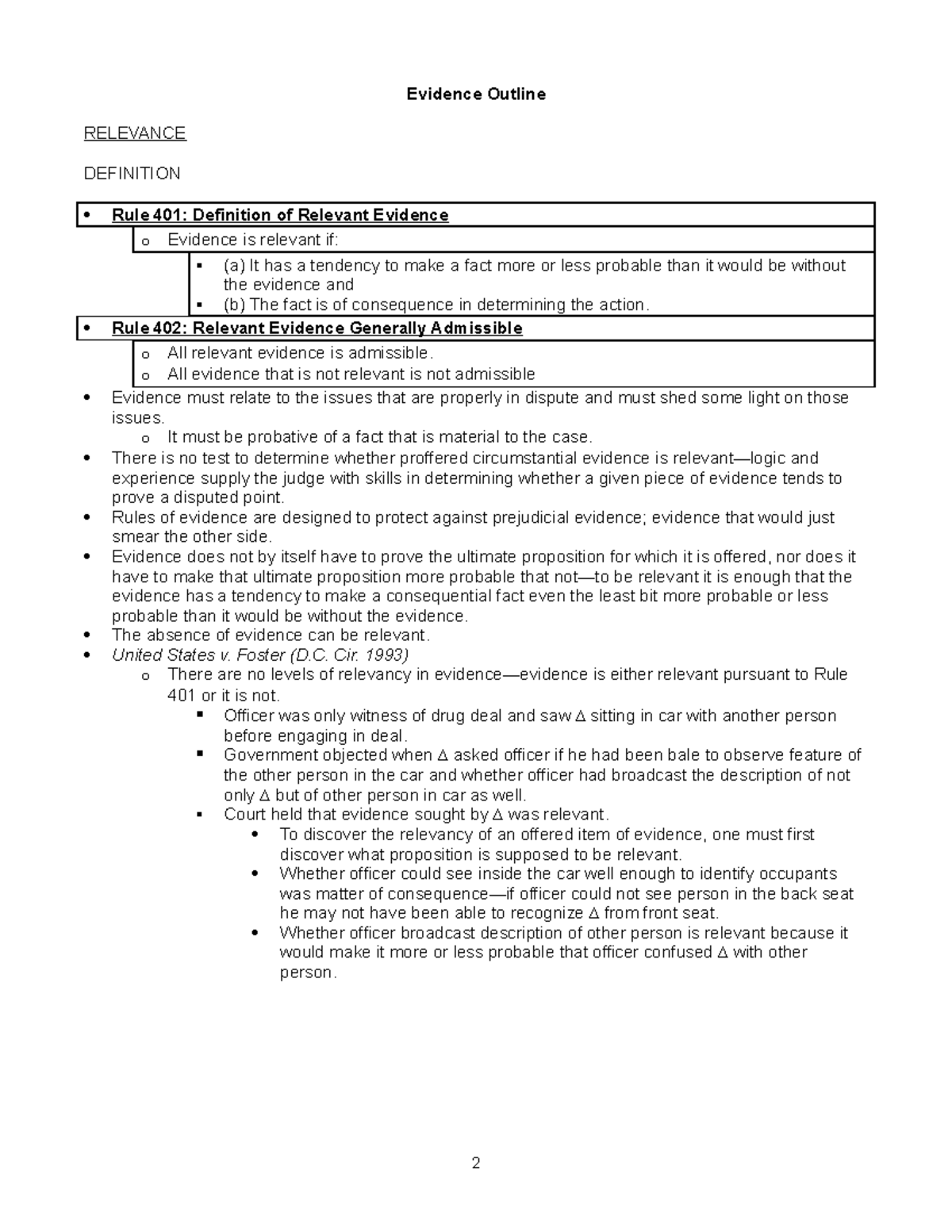 Capra-Evidence-11S - Evidence - Evidence Outline RELEVANCE DEFINITION ...