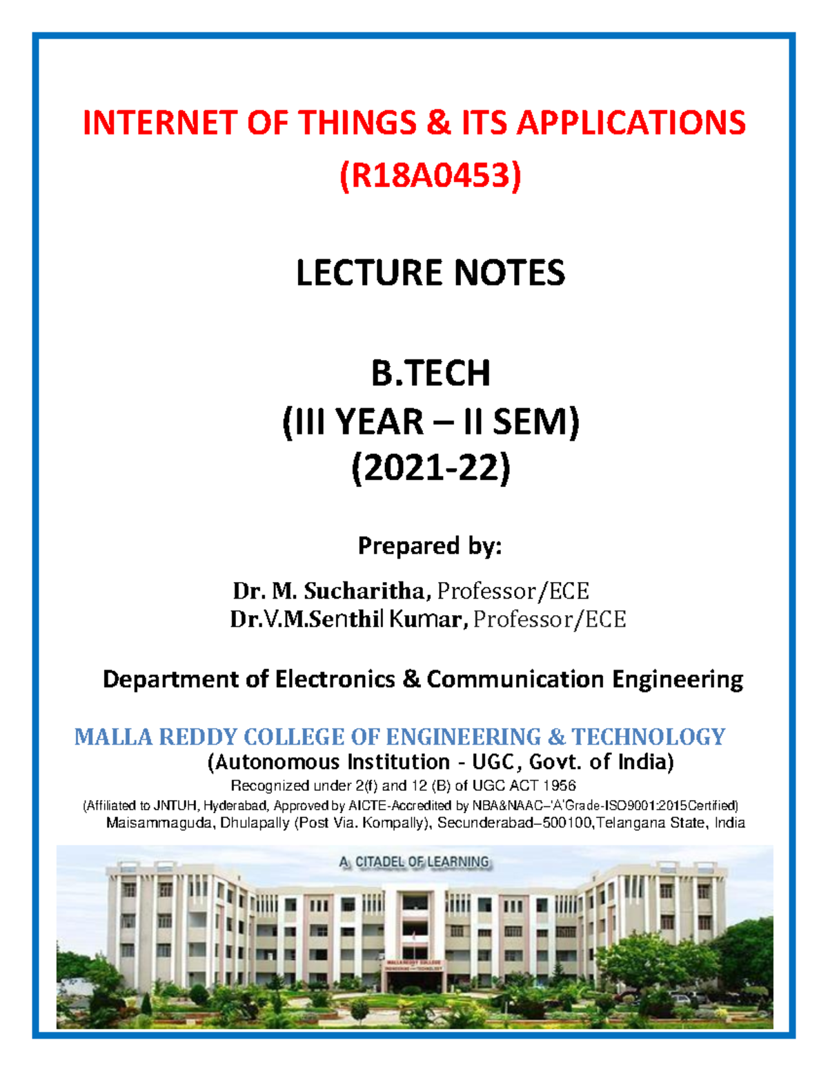 Internet OF Things & ITS Applications - INTERNET OF THINGS & ITS ...