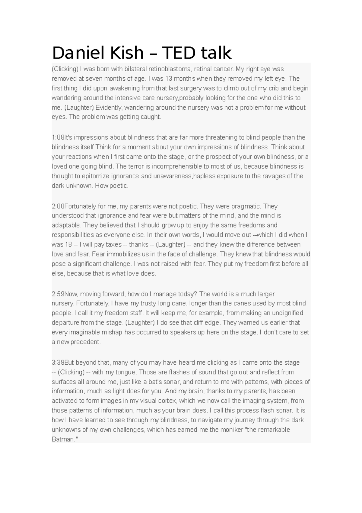 Daniel-kish-ted - sdê - Daniel Kish – TED talk (Clicking) I was born ...