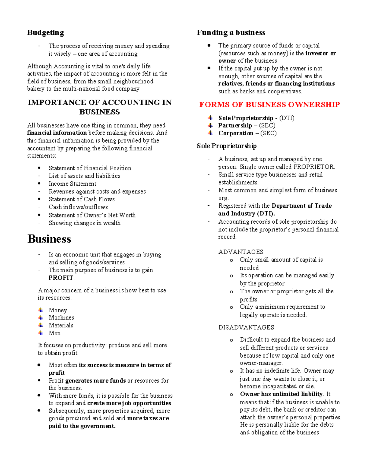 1 Introduction to accounting - Budgeting - The process of receiving ...