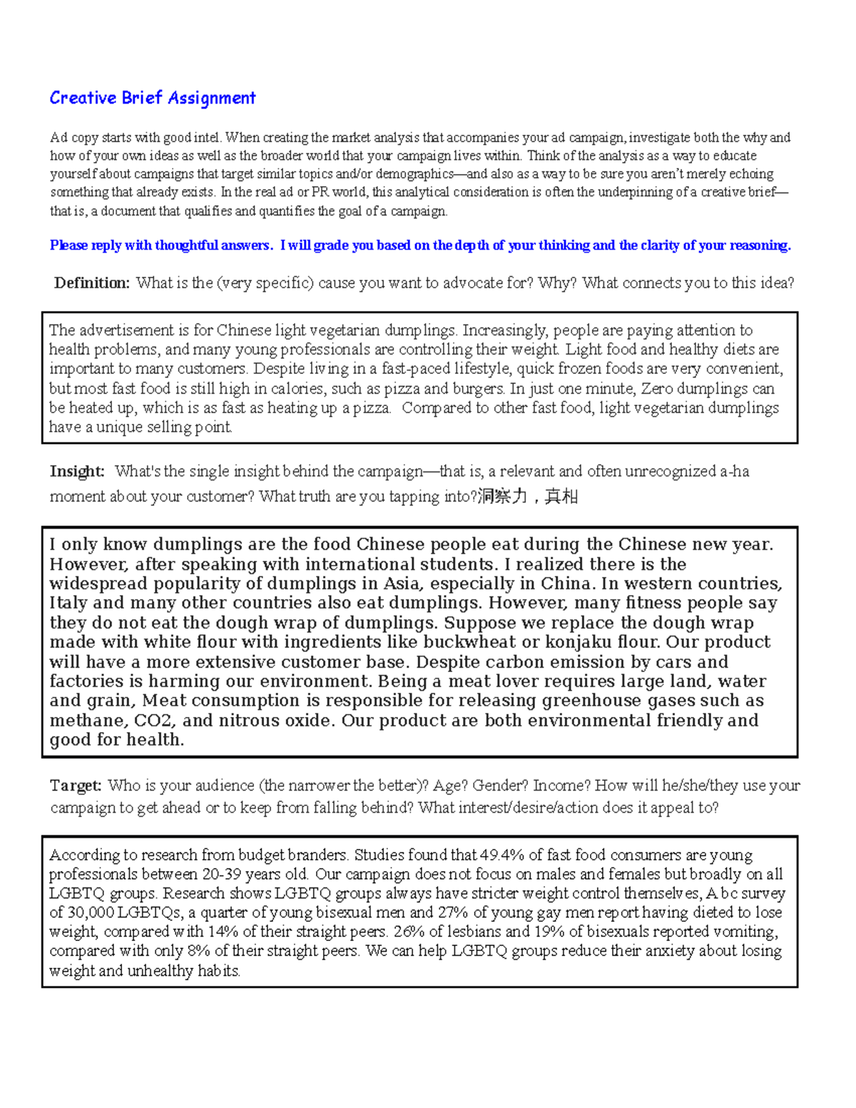 Creative Brief Assignment (1) - Creative Brief Assignment Ad copy ...