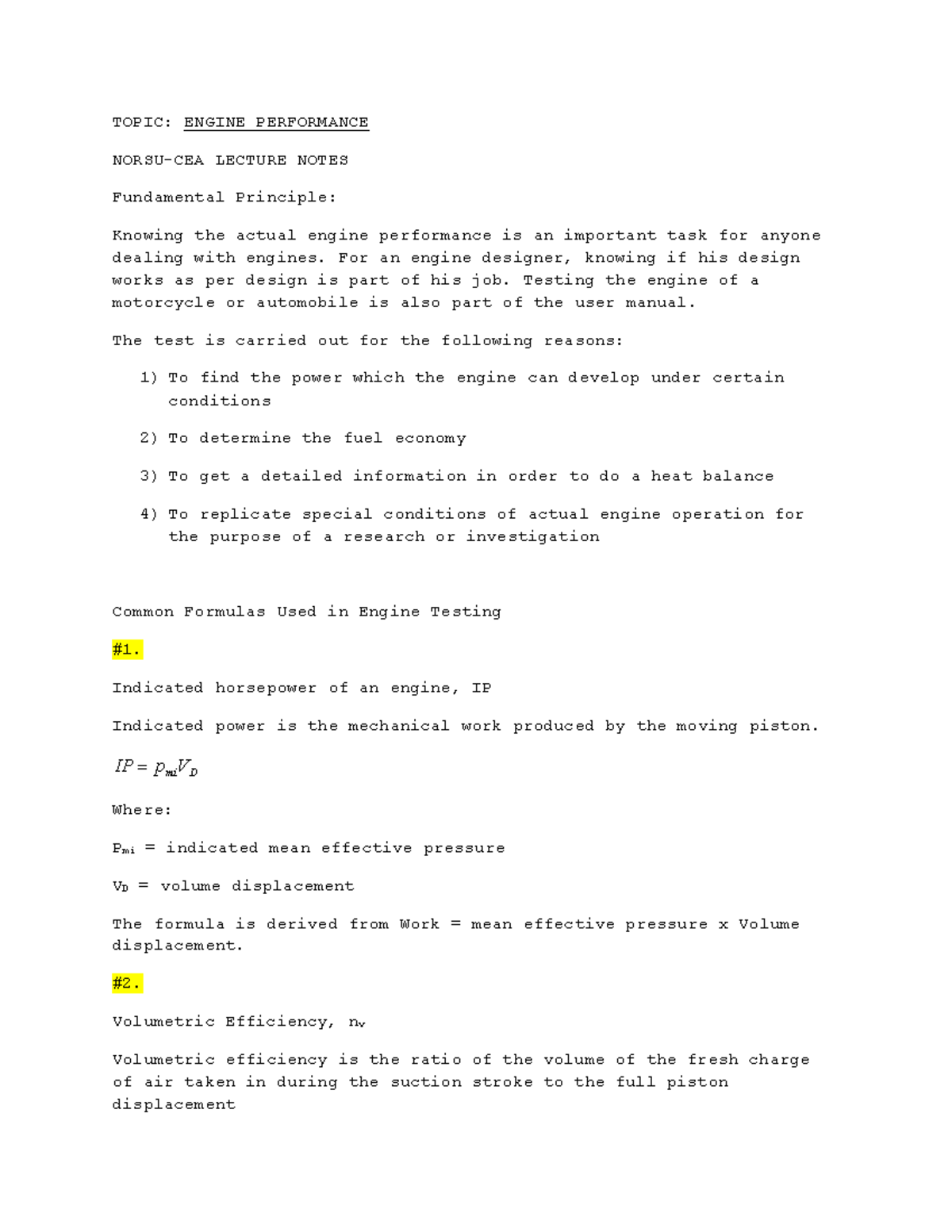 6 Engine Performance Lecture Notes - TOPIC: ENGINE PERFORMANCE NORSU ...