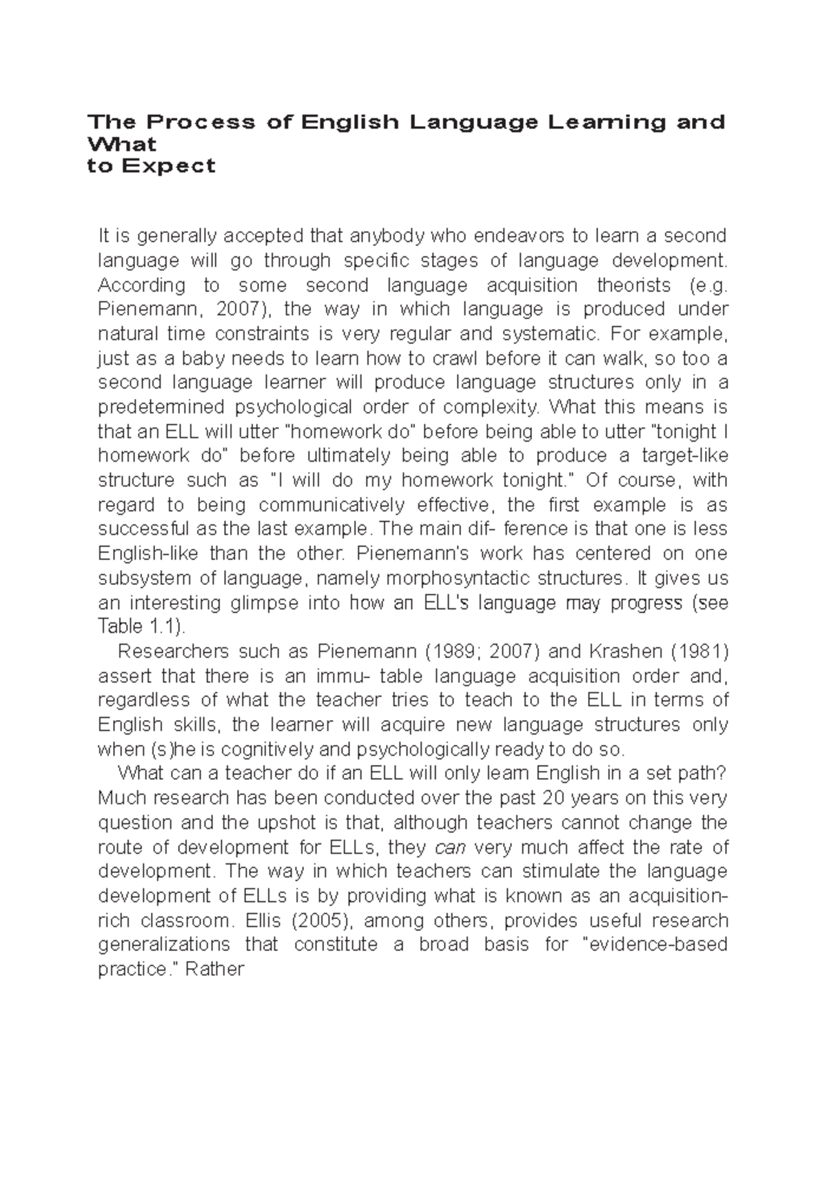 The Process of English Language Learning and What to expect - The ...