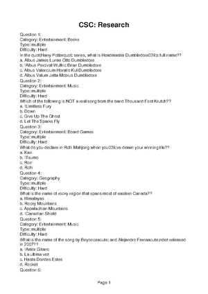CSC161 lec notes 1 - asdasdawad - CSC: Worksheet Question 1: Category ...
