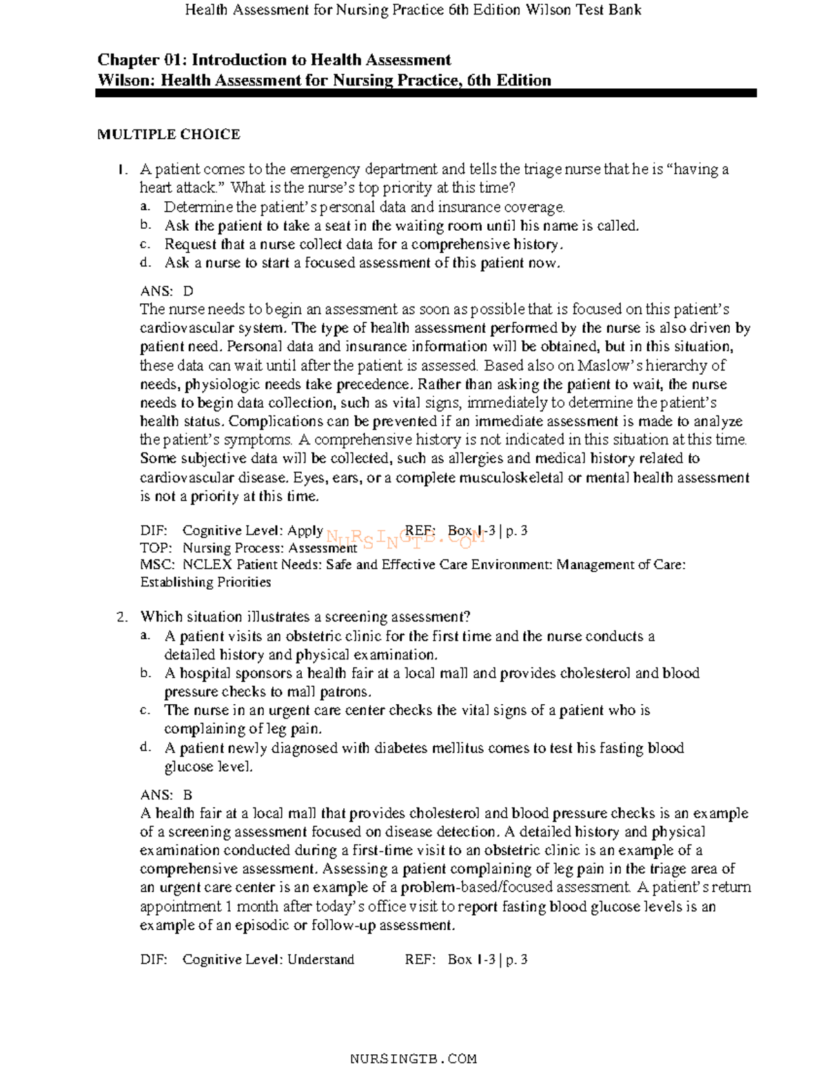Exam October 7 Autumn 2020, questions and answers - NURSINGTB Chapter ...