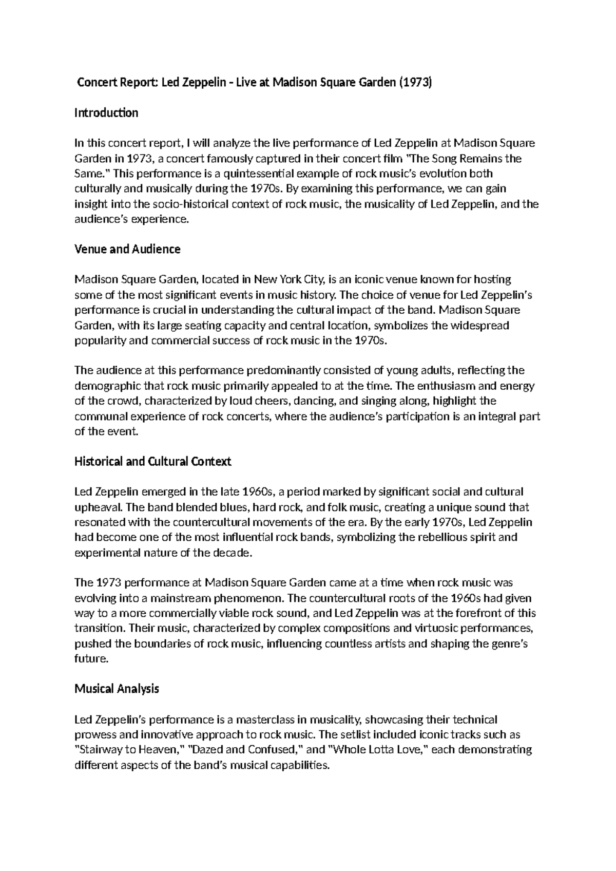 Concert Report - " This performance is a quintessential example of rock ...