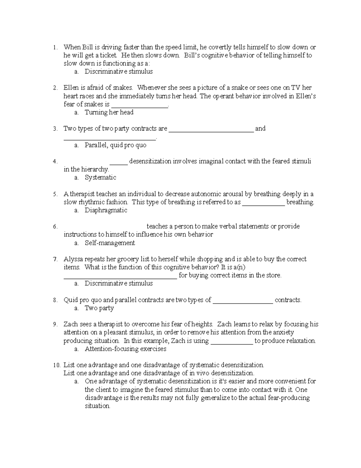 PSY317 - ABA Quiz 8 - This is a list of questions 50 and answers given ...
