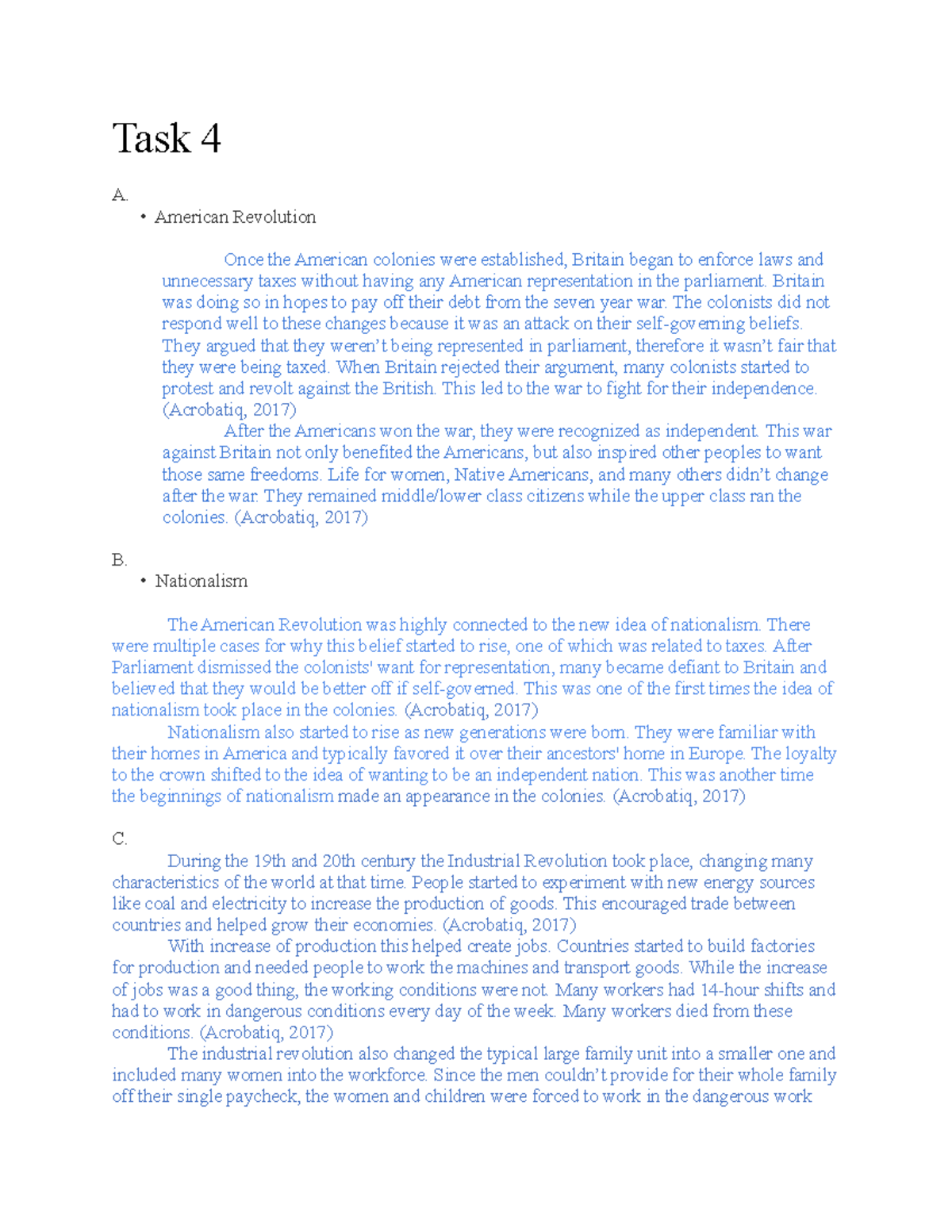 Task 4 - Task 4- Passed - Task 4 A. American Revolution Once the ... Task 4 - Task 4- Passed - Task 4 A. American Revolution Once the ...