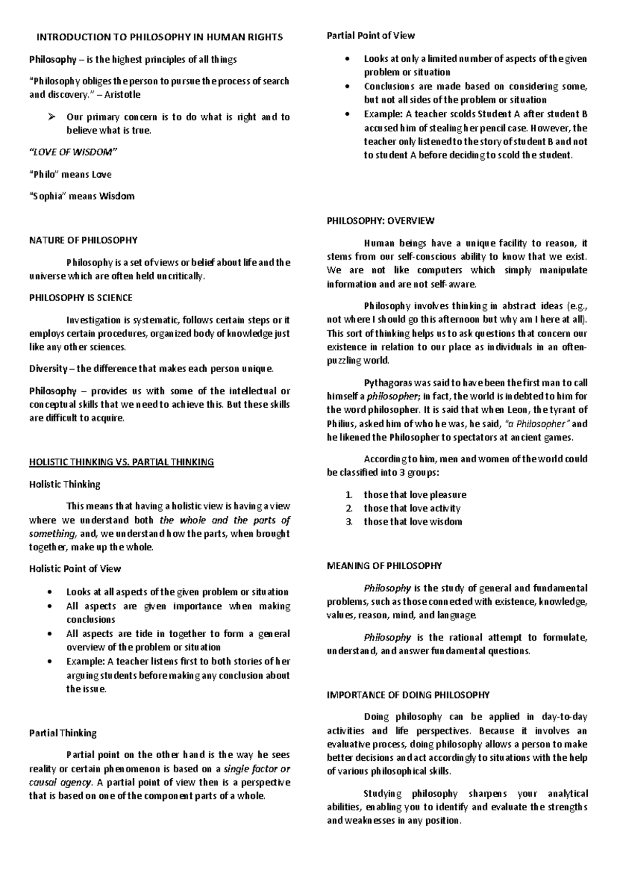 Introduction TO Philosophy IN Human Rights - INTRODUCTION TO PHILOSOPHY ...