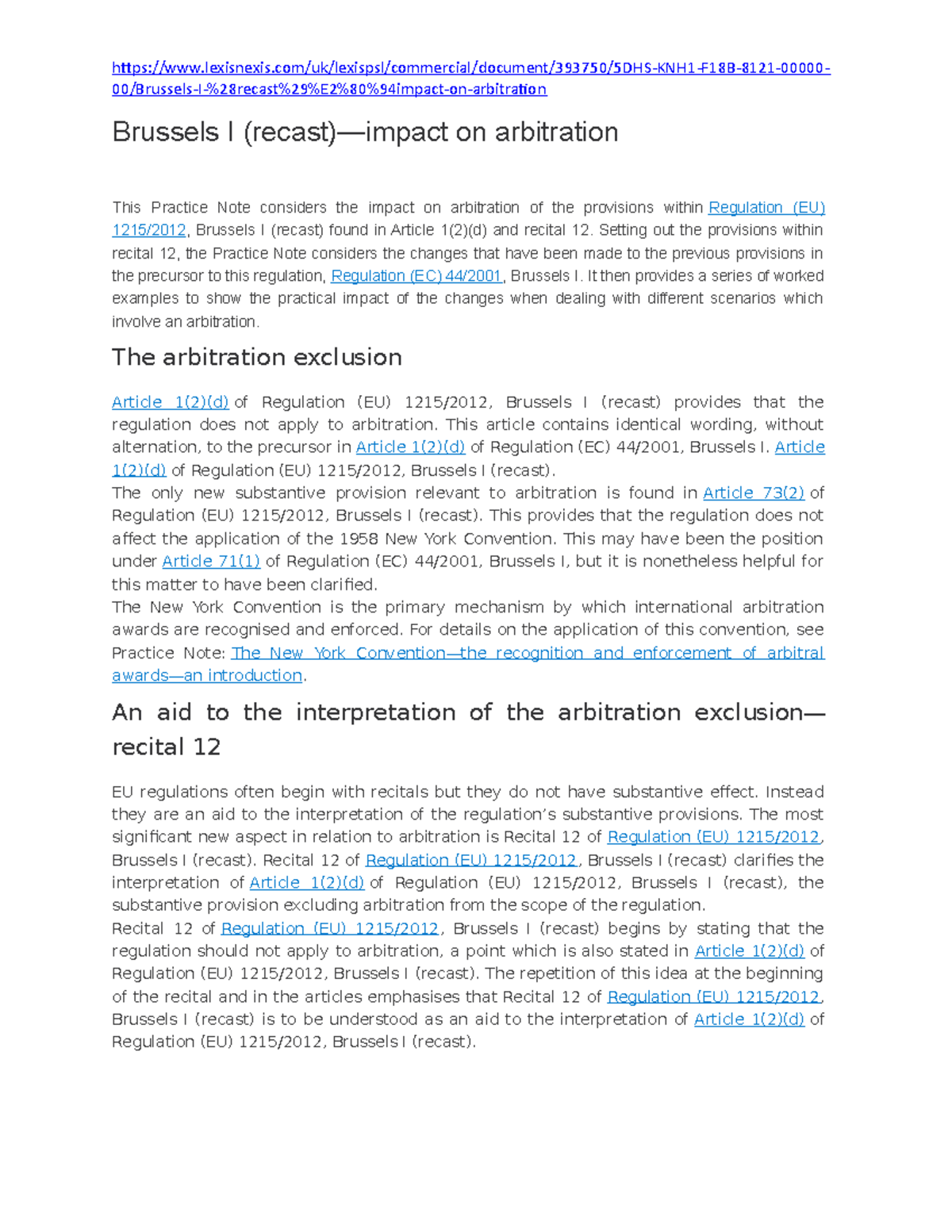 Brussels Recast and arbitration - 00/Brussels-I-%28recast%29%E2%80 ...