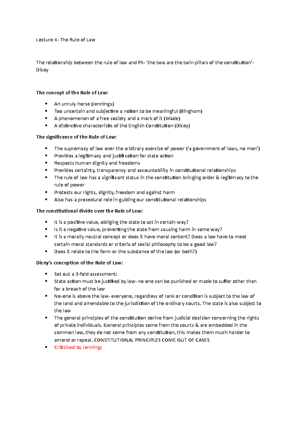 Lecture 4 - public - Lecture 4- The Rule of Law The relationship ...