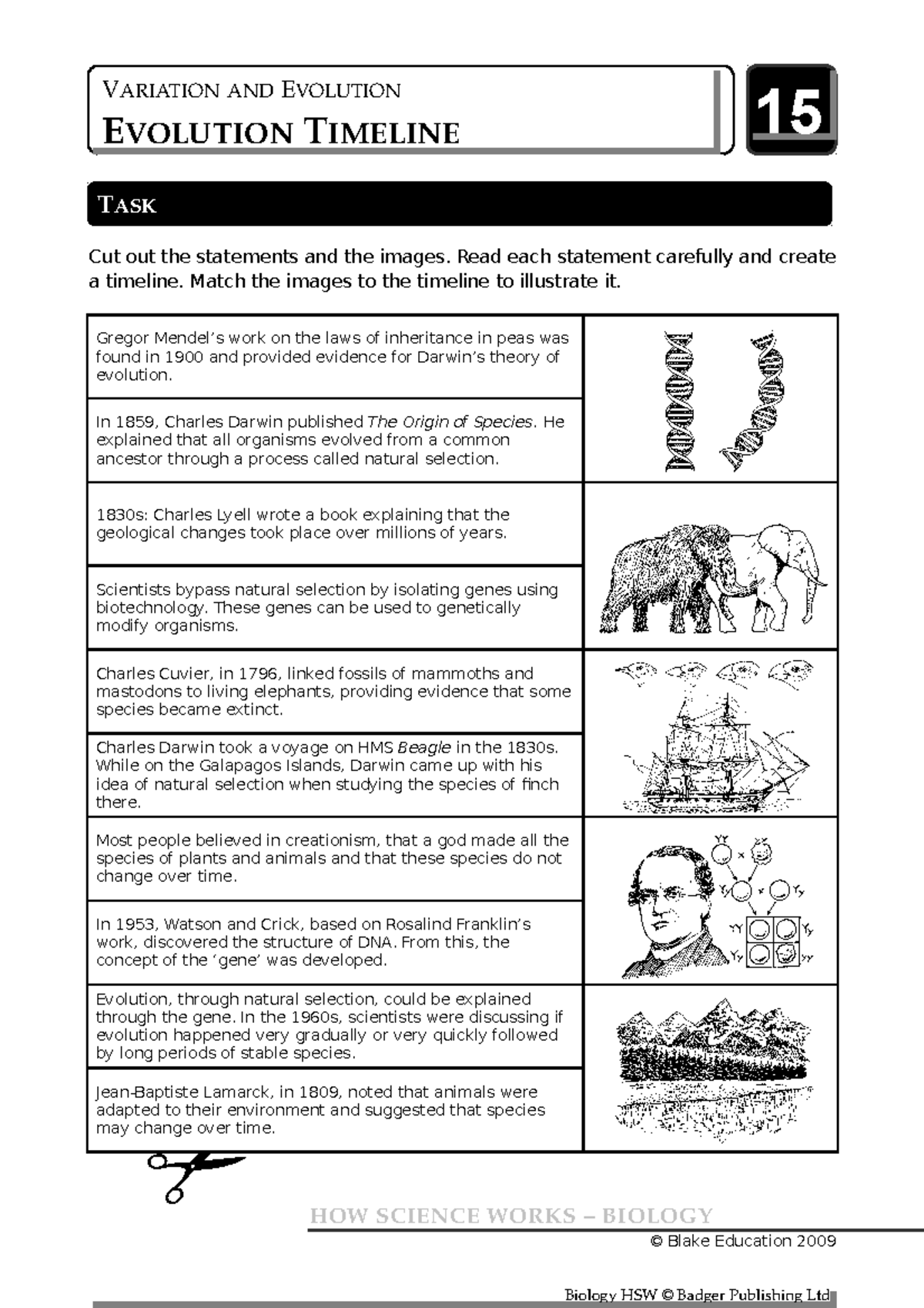 How Science Works Evolution Timeline - VARIATION AND EVOLUTION 15 ...