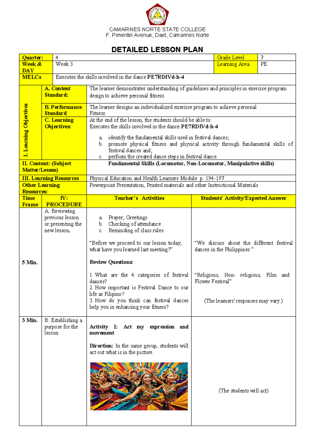 COT Skills - F. Pimentel Avenue, Daet, Camarines Norte DETAILED LESSON ...