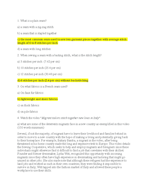 Assignment 5 sewing - Assignment 5 What is another term for lengthwise ...