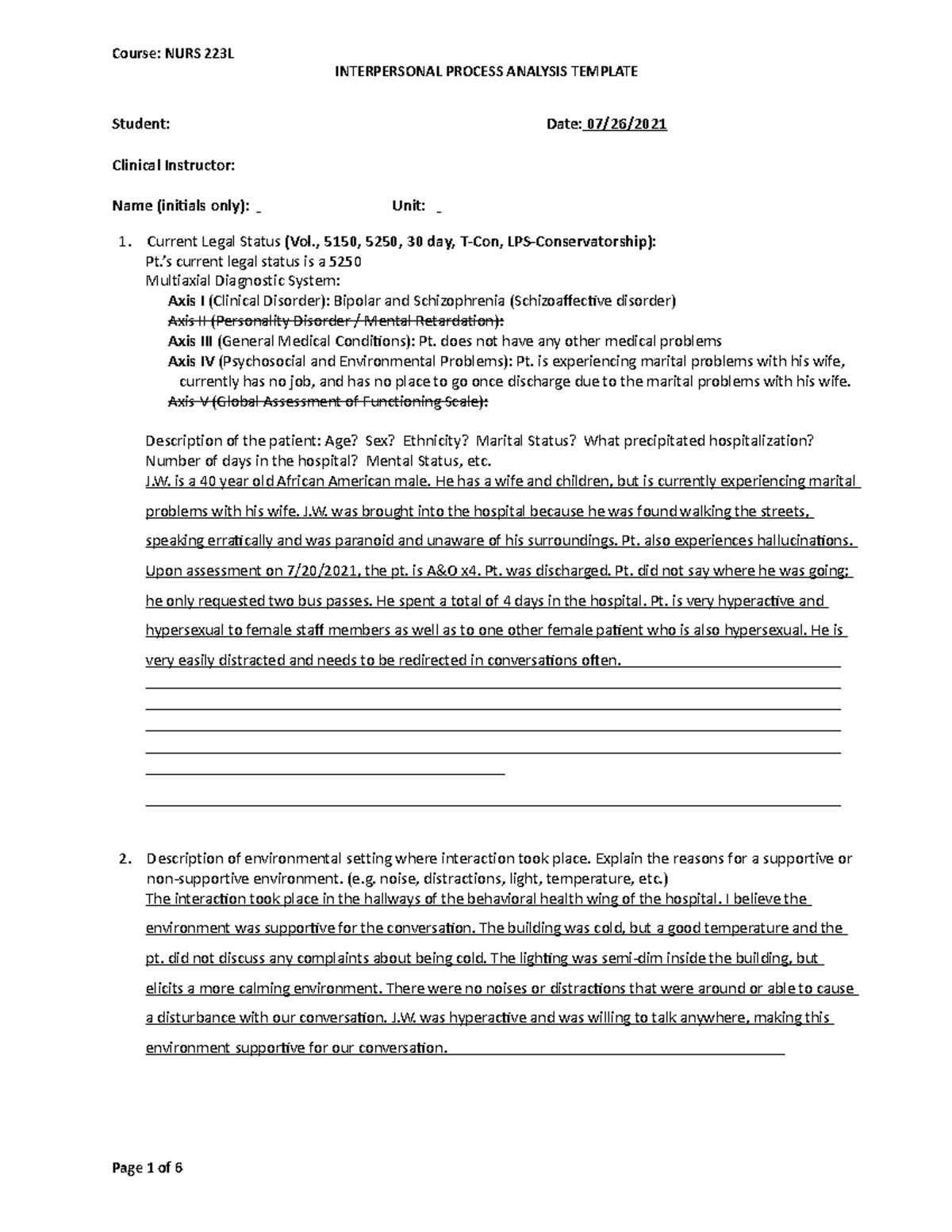 nursing process worksheet - INTERPERSONAL PROCESS ANALYSIS TEMPLATE ...