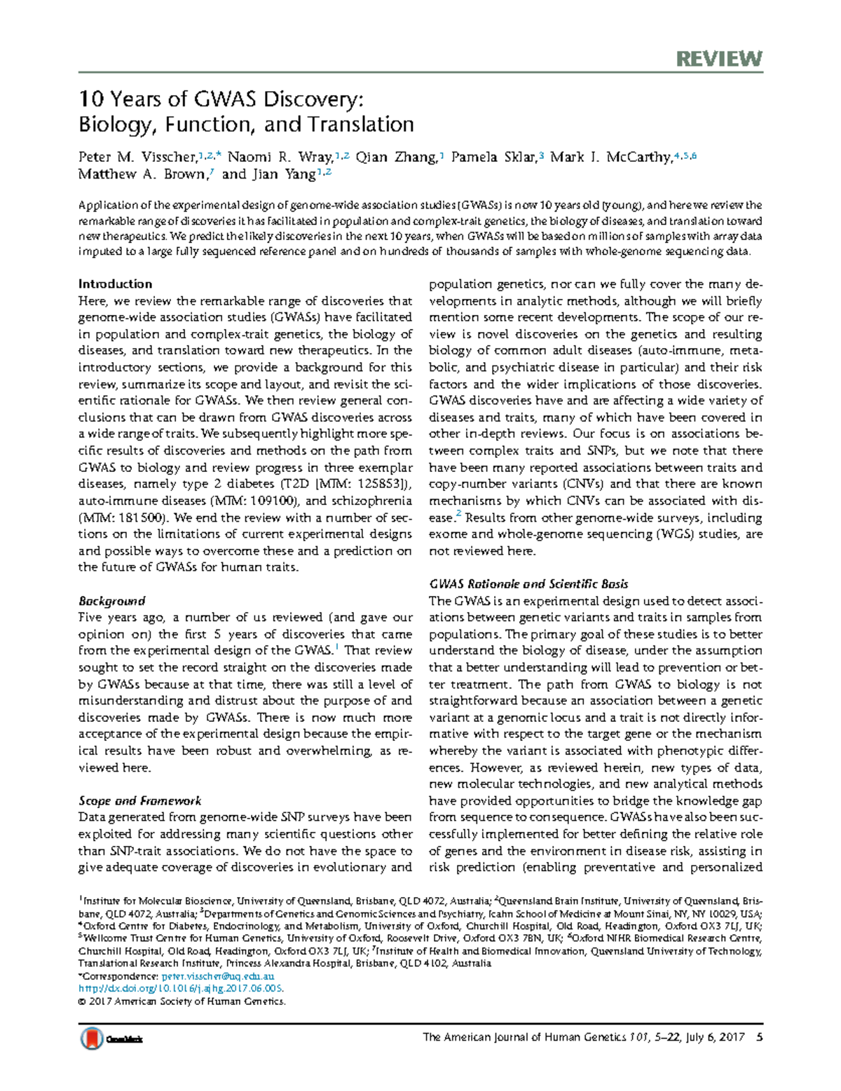 10 Years of Genome wide Association Studies - REVIEW 10 Years of GWAS ...